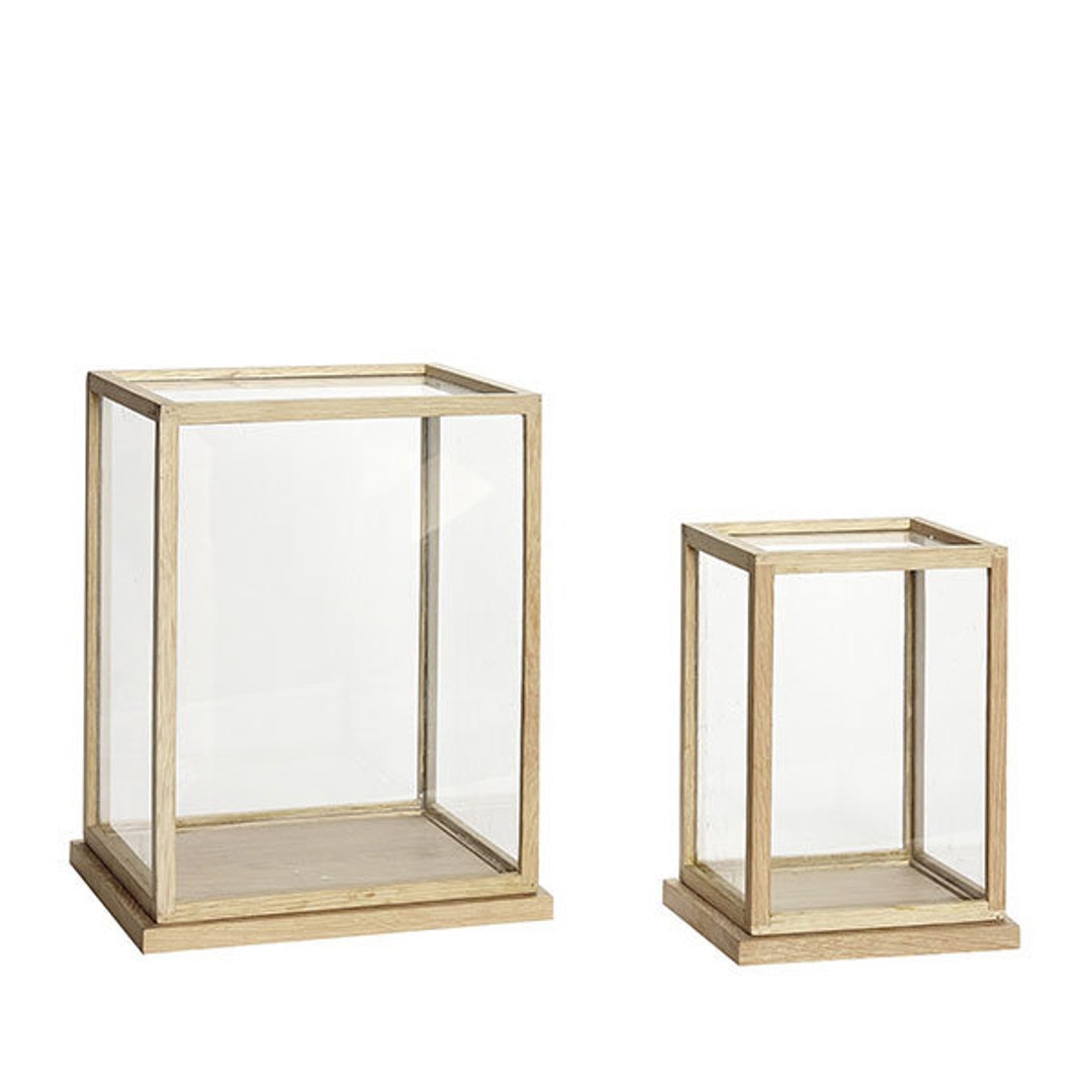 Glass Display Oak Cover Dome With Wooden Base Frame Set of 2 - Etsy