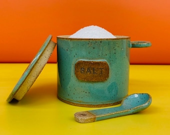 Ceramic Salt Jar With Lid - Etsy