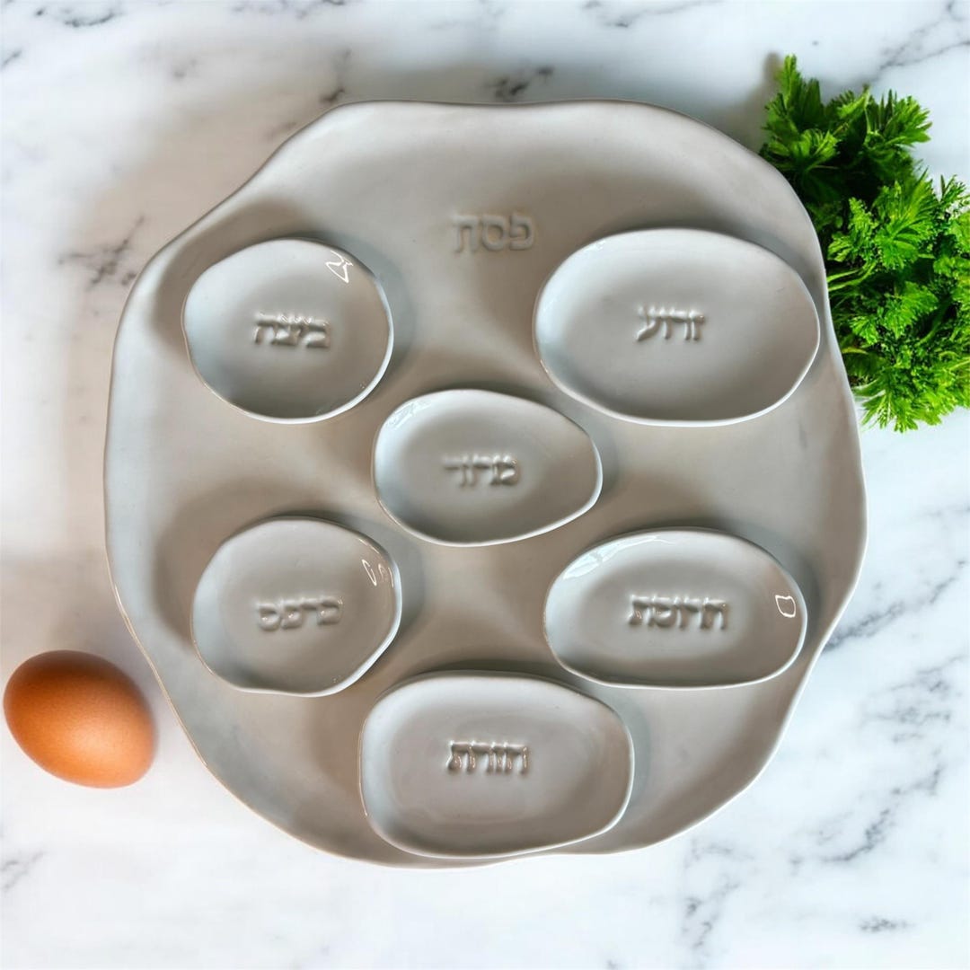 Handmade Modern Passover Seder Plate Set | Porcelain | White Glaze - Etsy