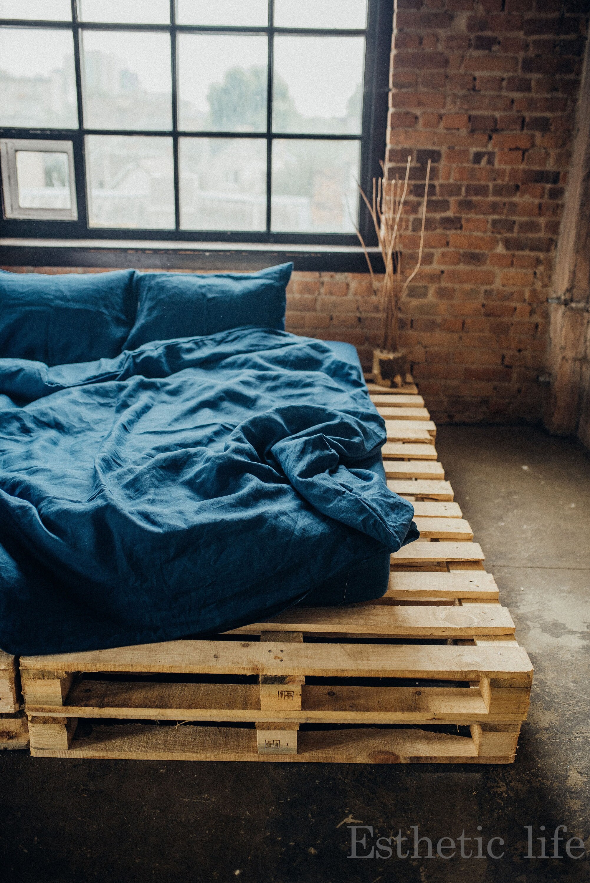 Linen Bedding Set / Pearl Night Blue Color / 2 Pillow Cases - Etsy