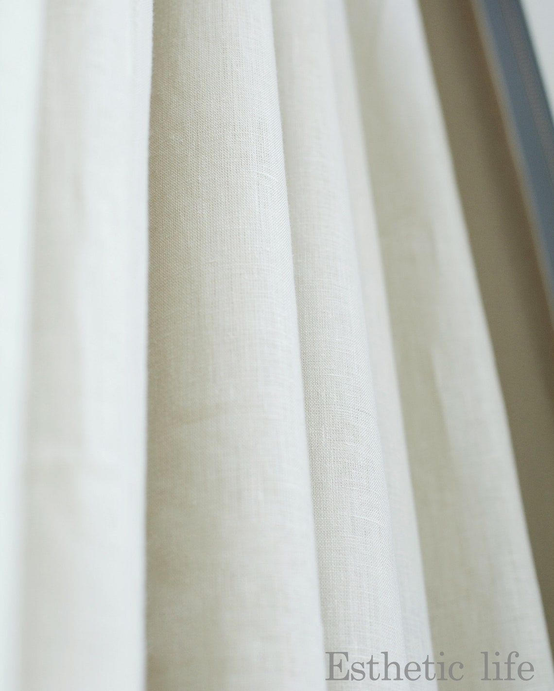 Natural Linen Light Plain Curtains, in Green, White, Blue, Pink and ...