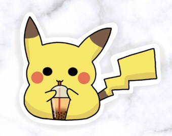 Pikachu Boba Sticker | Etsy