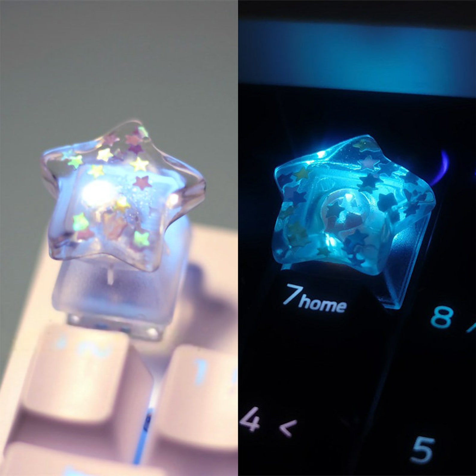 Personalized Crystal Star Keycap, Clear/pink Artisan Keycaps for CHERRY ...