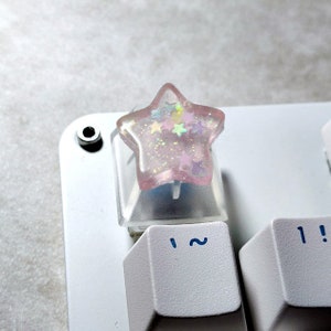 Personalized Crystal Star Keycap, Clear/pink Artisan Keycaps for CHERRY ...