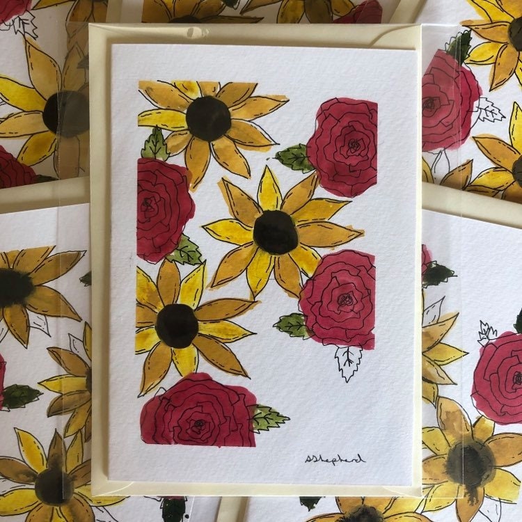 Pack of 2 Sunflower Greeting Cards - Etsy UK