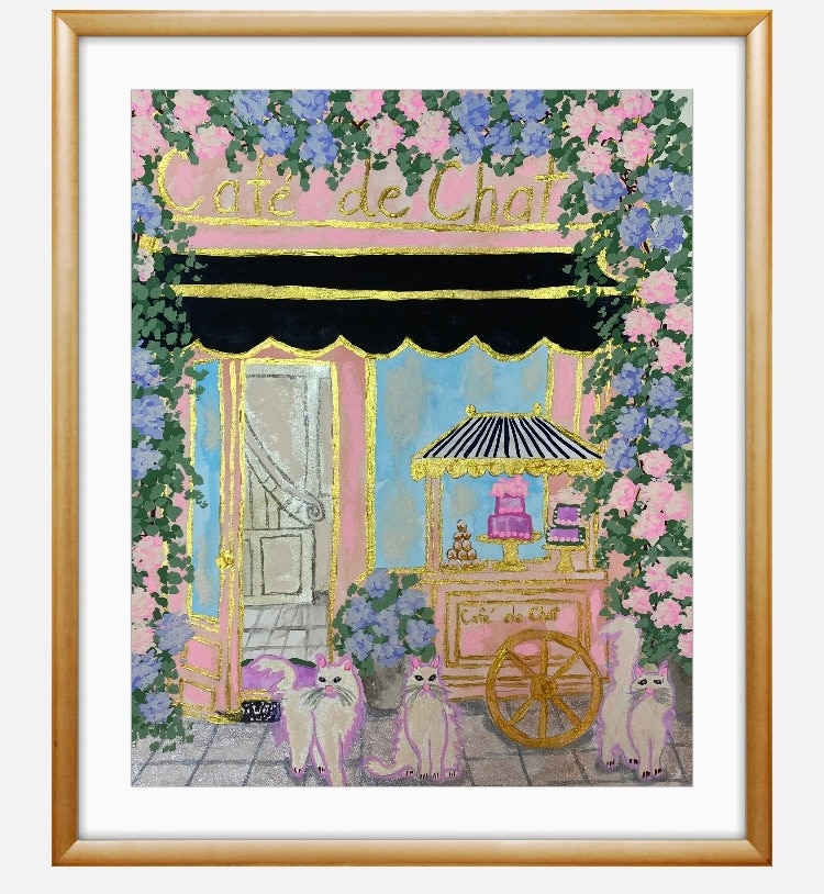 Cafe De Chat, 8x10 Inch Watercolor, Cat Cafe, Watercolor Cats, Cat Art ...