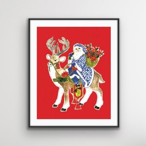 Blue and White Santa Clause, 8x10 Fine Art Print, Blue and White ...