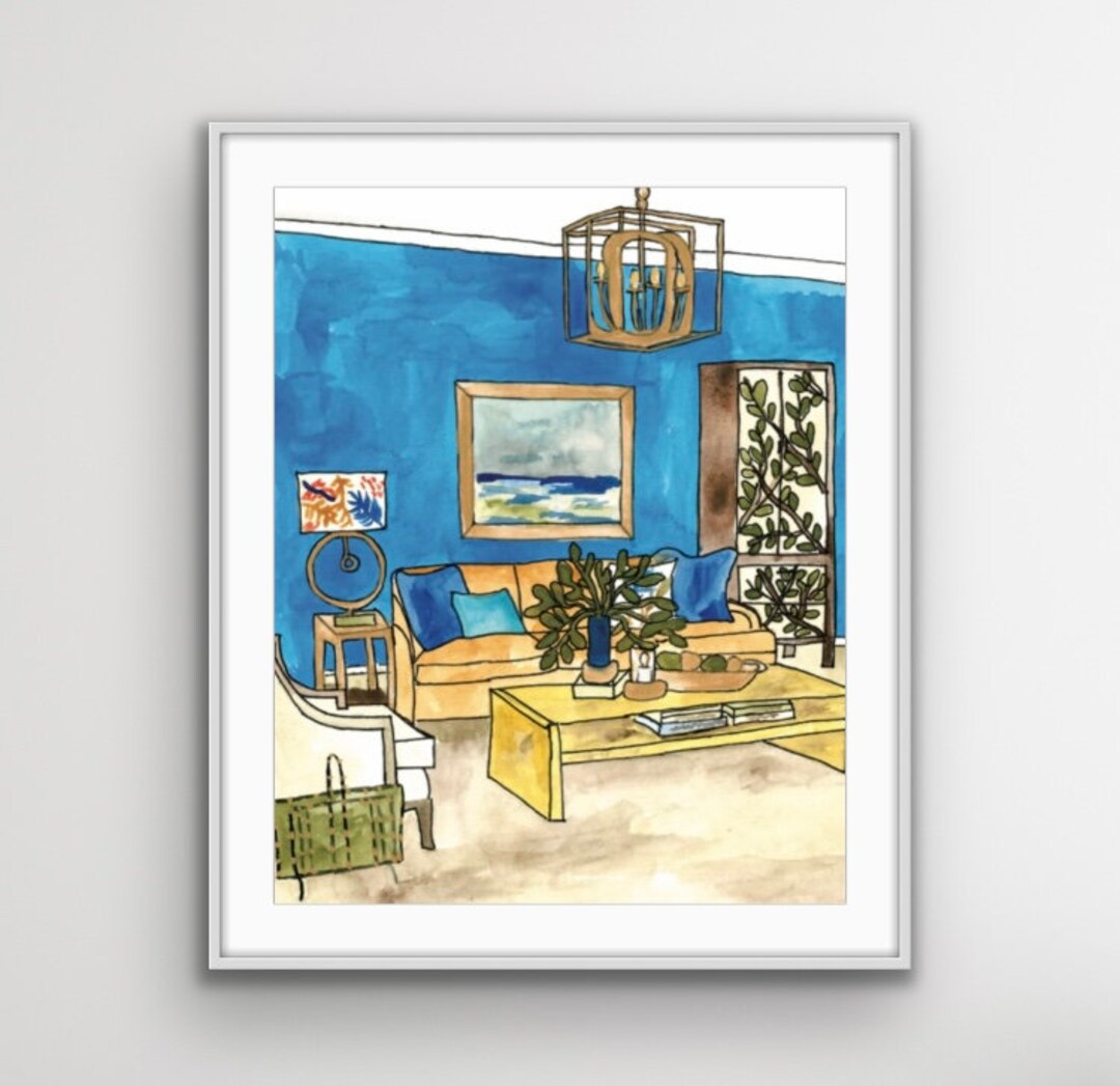 8x10 Watercolor Room Portrait, Unframed, Watercolor Painting ...