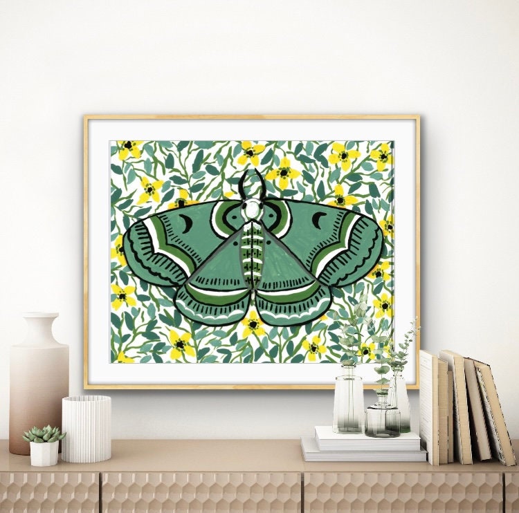 Moth Collage and Watercolor Art Fine Art Print Insect Art - Etsy