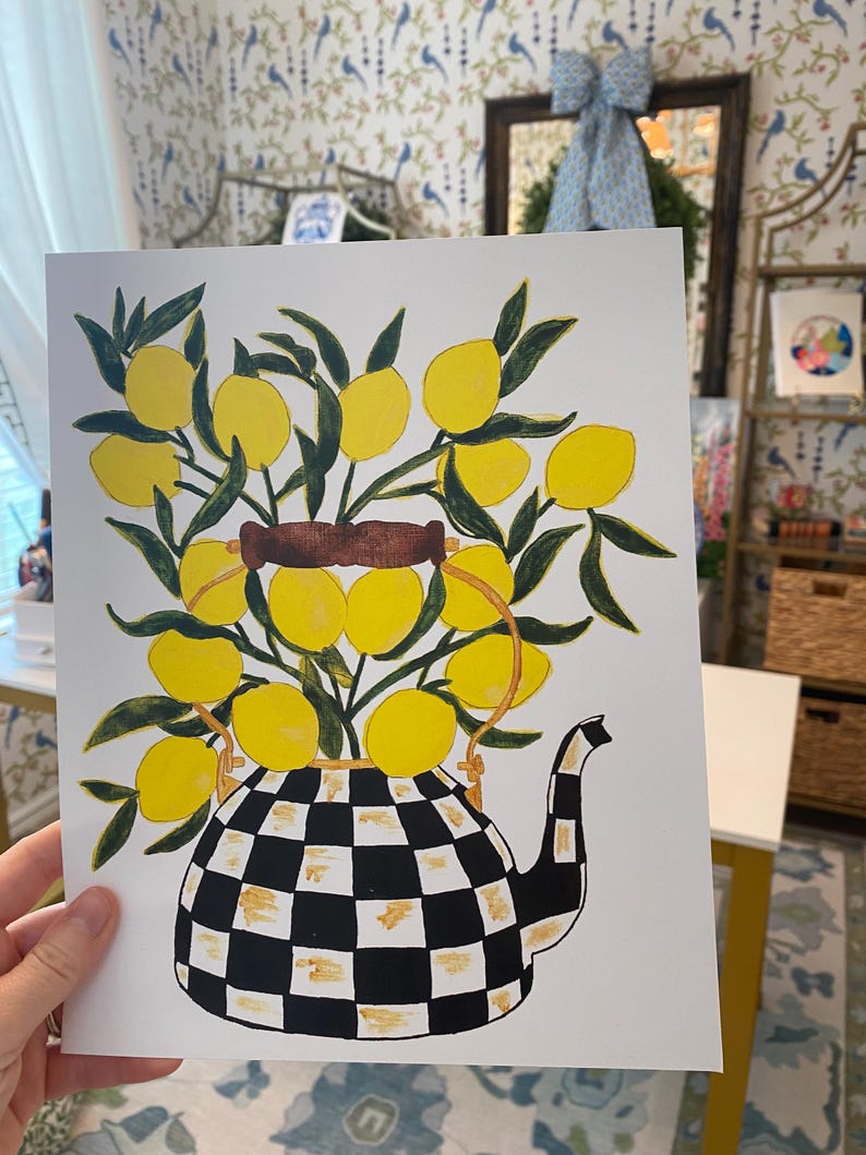 Lemon Print Set of 2: Black and White Check - 8x10 Unframed - Etsy