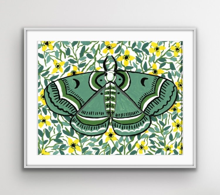 Moth Collage and Watercolor Art Fine Art Print Insect Art - Etsy