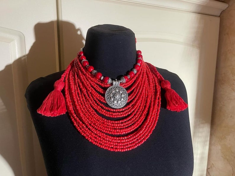 Slavic Jewelry Red Ukrainian Accessories Necklace Beads Handmade ...