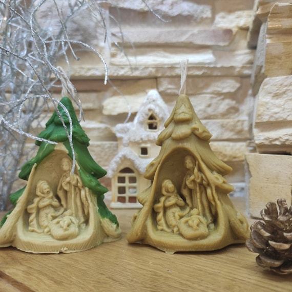 Set of Christmas Candle. Nativity Scene. Wax Nativity Scene. - Etsy