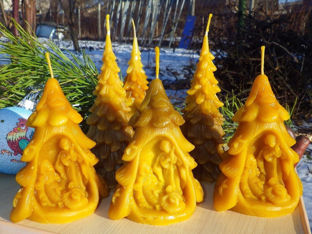 Set of Christmas Candle. Nativity Scene. Wax Nativity Scene. Candle ...