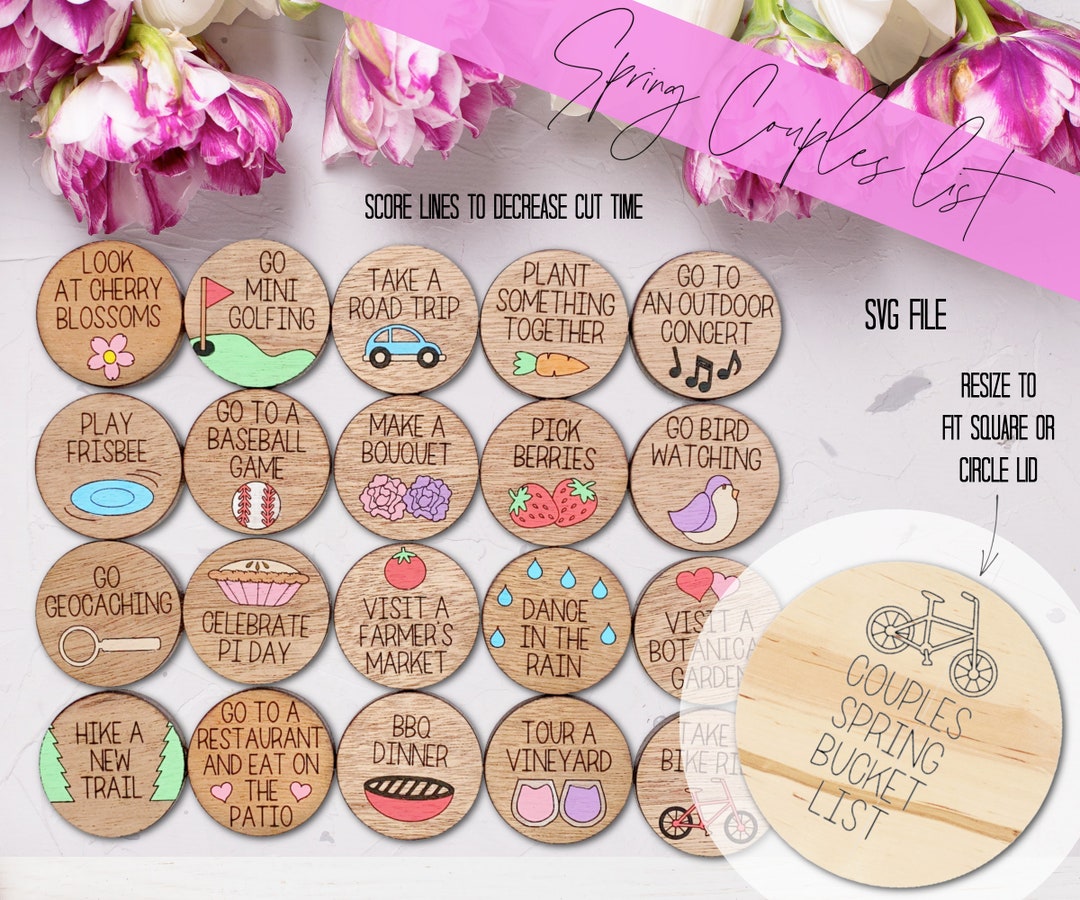 Spring Bucket List Tokens SVG, Spring Activities Tokens SVG, Spring ...