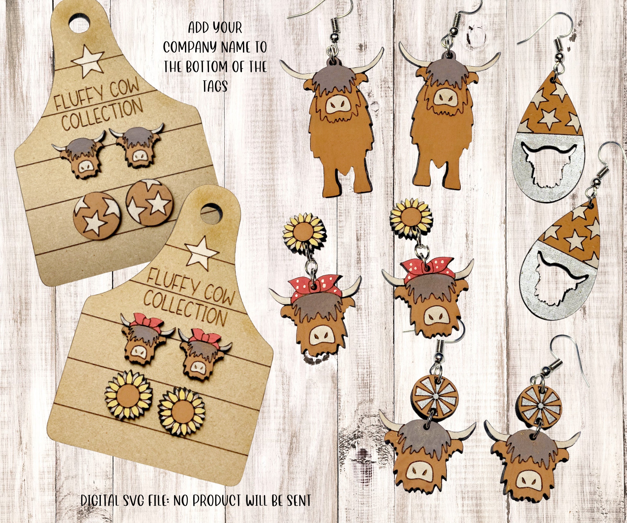 Highland Cow Earrings SVG Cut File Highland Cow Earrings - Etsy Canada