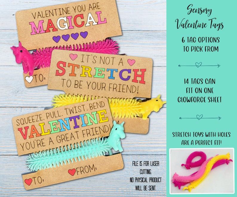 Kids Valentine Fidget Toy File, Valentine Stretch File, Unicorn ...