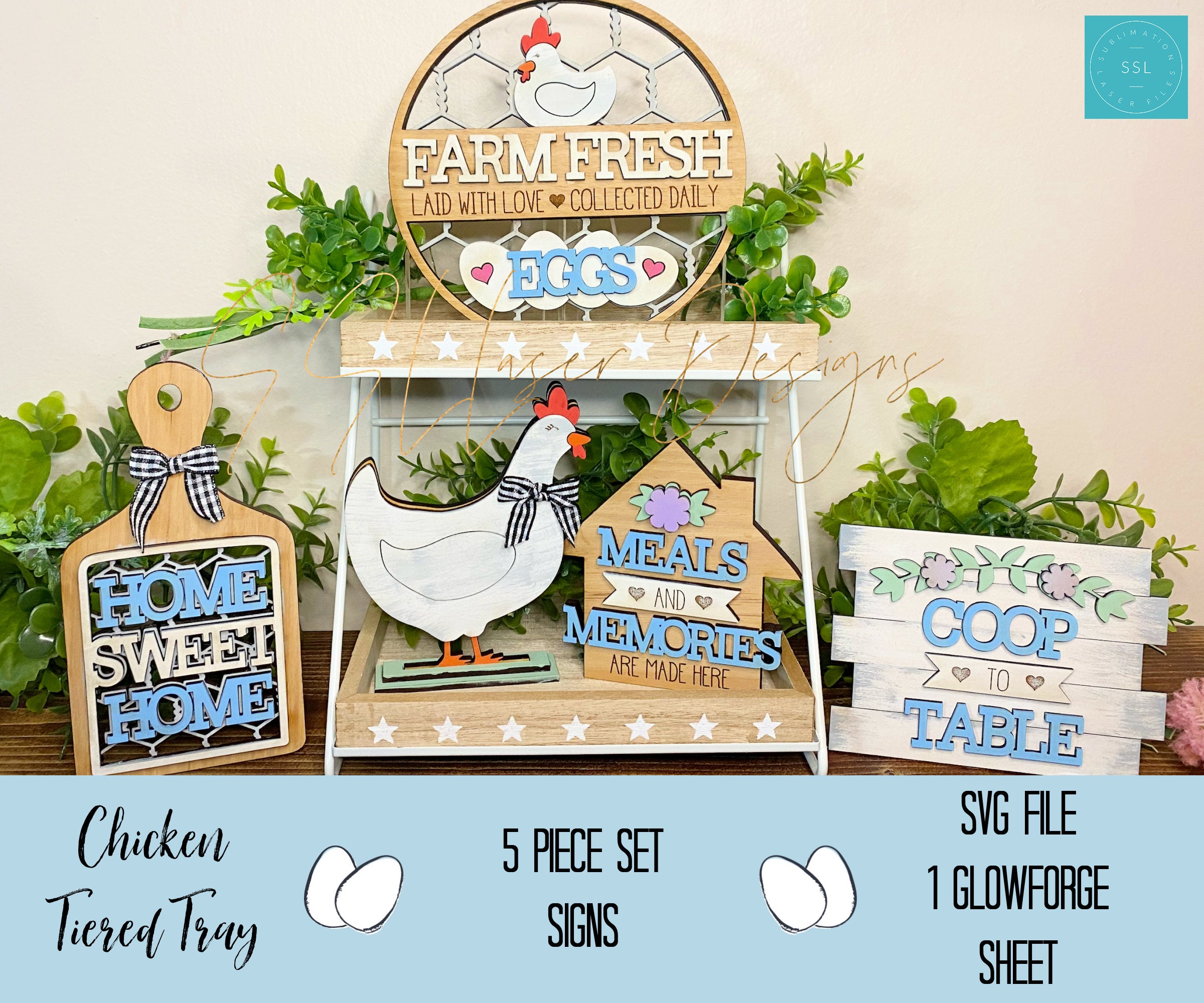Chicken Tiered Tray Cut File Chicken SVG Cut File Farmhouse - Etsy