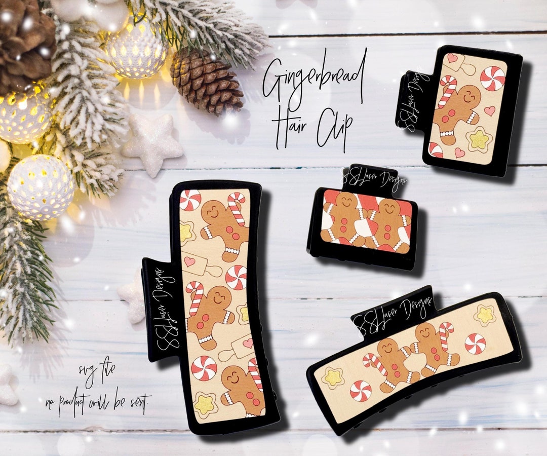 Gingerbread Claw Clips SVG File, Gingerbread Hair Clips SVG, Christmas ...