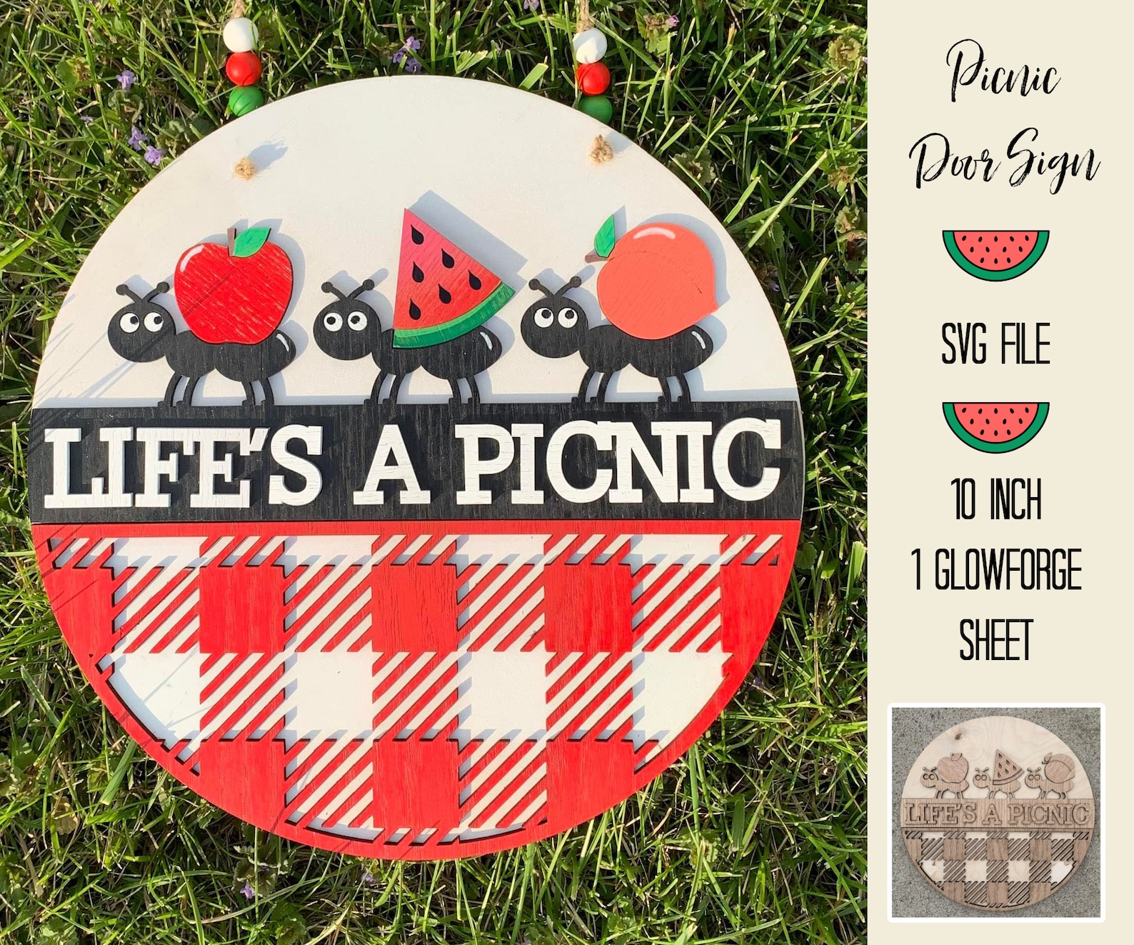 Picnic SVG Laser Door Sign Ant SVG Laser Door Sign Summer | Etsy