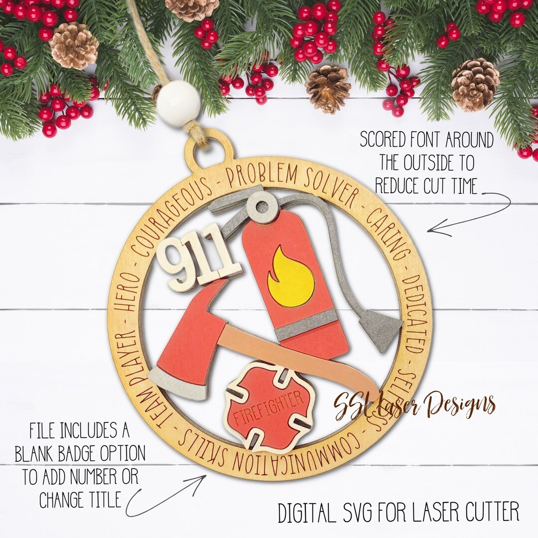 Firefighter Christmas Ornaments SVG File, Firefighter Ornaments SVG ...