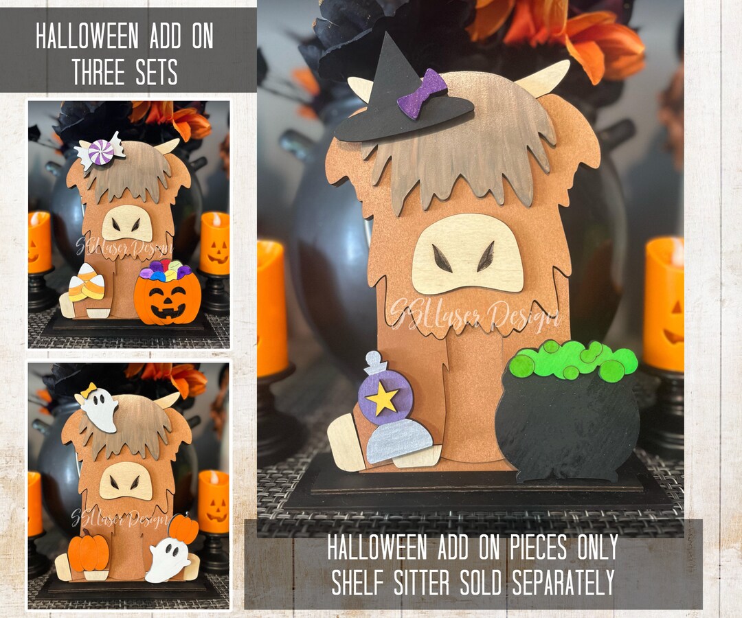 Halloween Highland Cow Add on SVG File, October Highland Cow ...