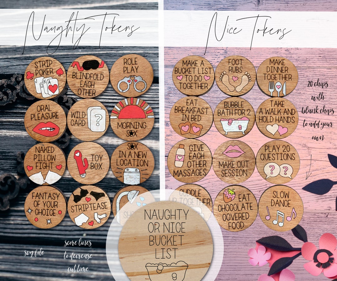 Naughty or Nice Valentine Bucket List Tokens SVG, Date Night Valentine ...