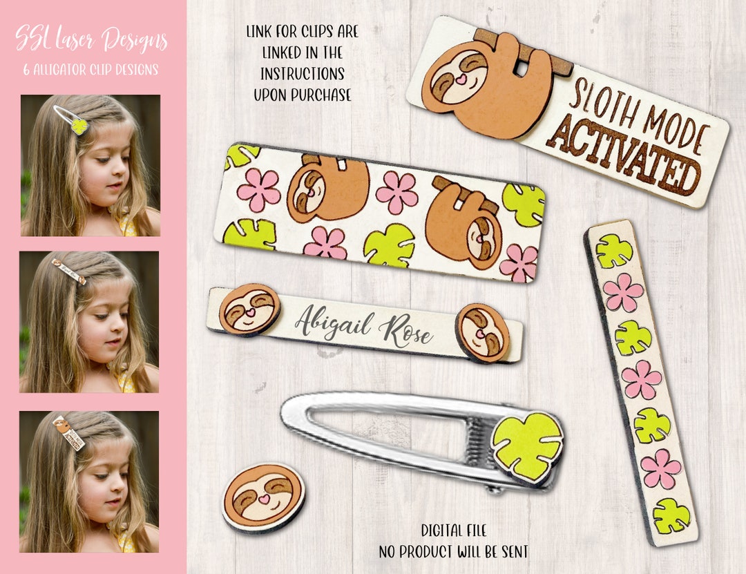 Sloth Hair Clips SVG File, Sloth Hair Clips Laser SVG, Sloth Clips ...