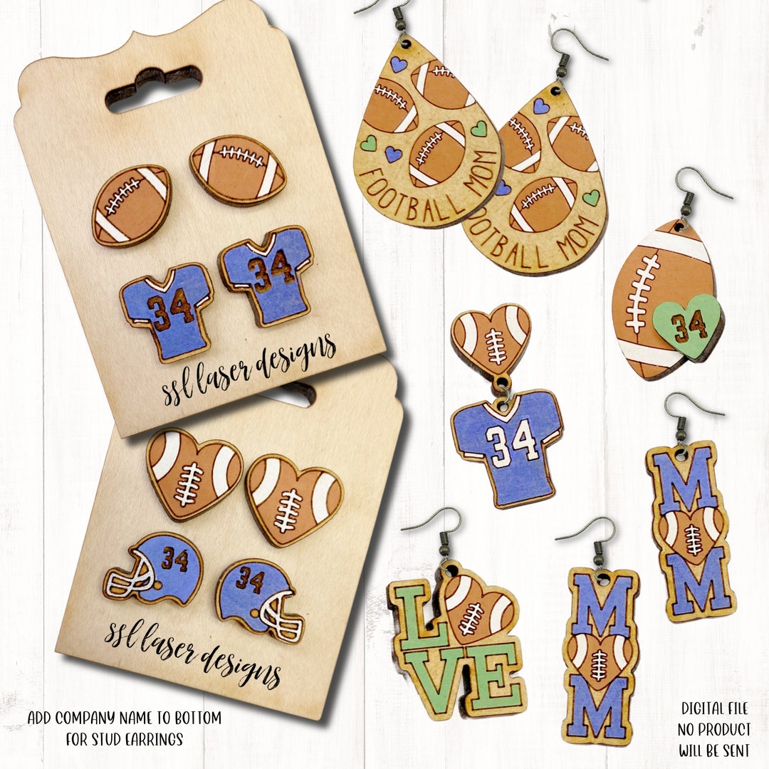 Football Earrings SVG Cut File, Sports Earrings SVG Cut File, Football ...