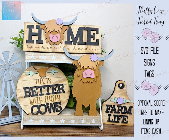 Highland Cows Tiered Tray Cut File Highland Cows Cut File - Etsy