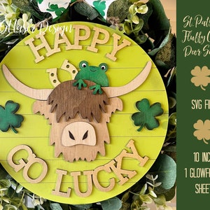 Highland Cow St. Patrick's Day Door Sign SVG, Farm St. Patrick's Day ...