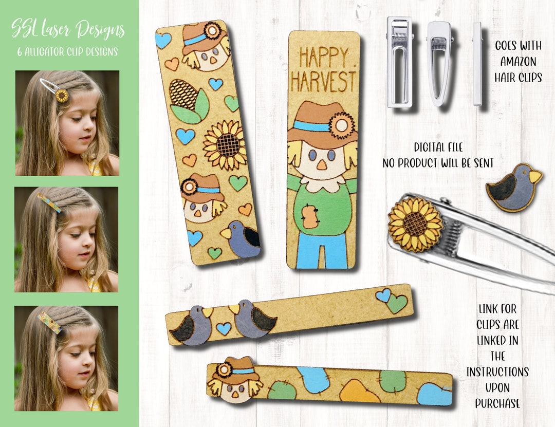 Scarecrow Barrette SVG File, Scarecrow Clips SVG File, Fall Barrette ...