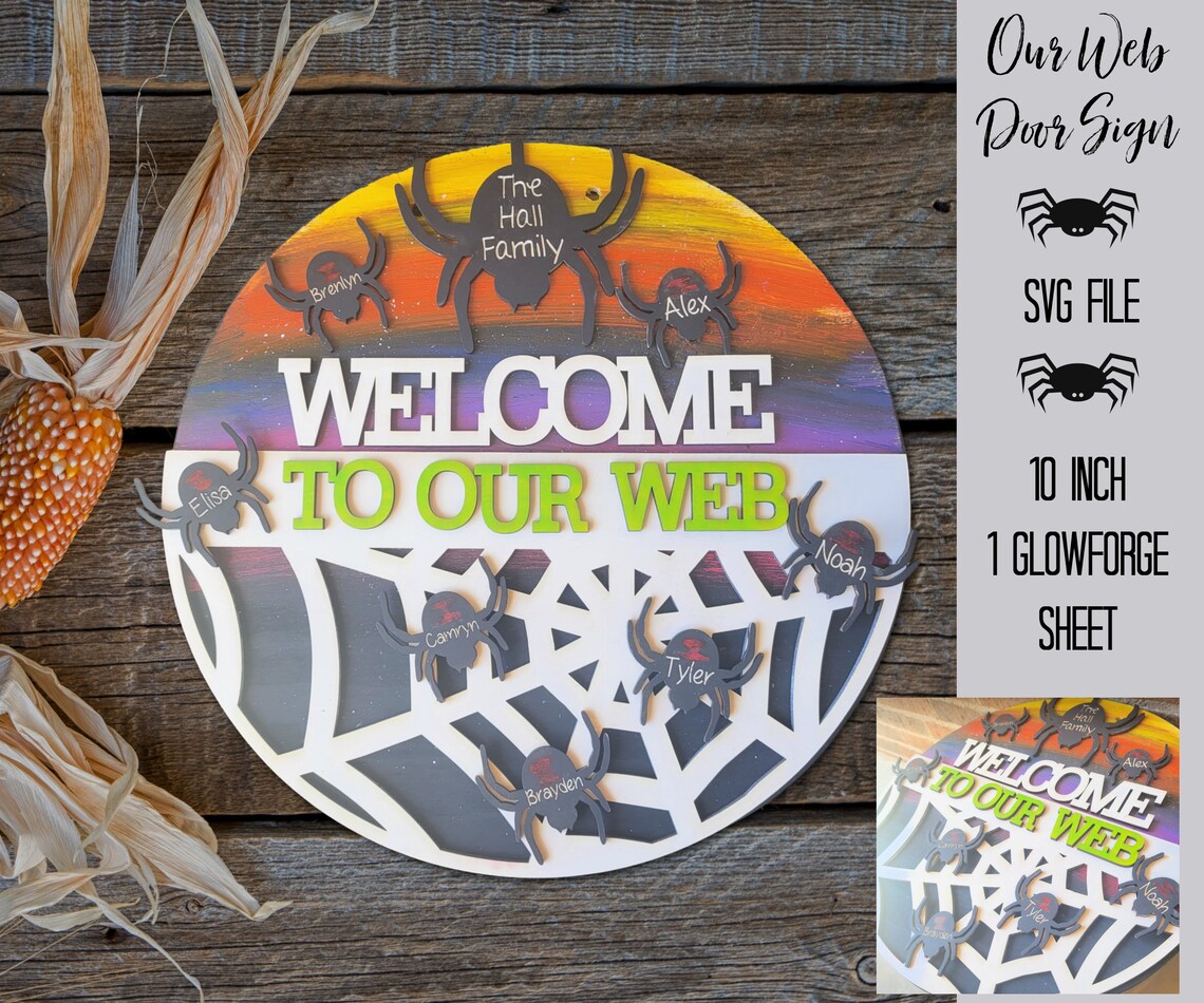 Halloween Spider Door Sign SVG October Door Sign SVG Custom - Etsy