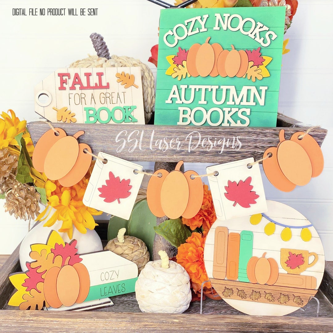 Fall Book Tiered Tray SVG, Reading Tiered Tray SVG, Fall Tiered Tray ...