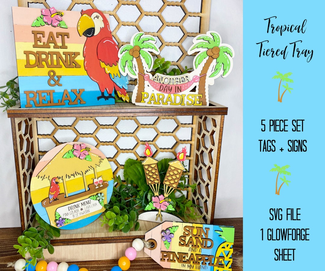 Tropical Parrot Tiered Tray Cut File, Tropical Cut File, Parrot Tiered ...