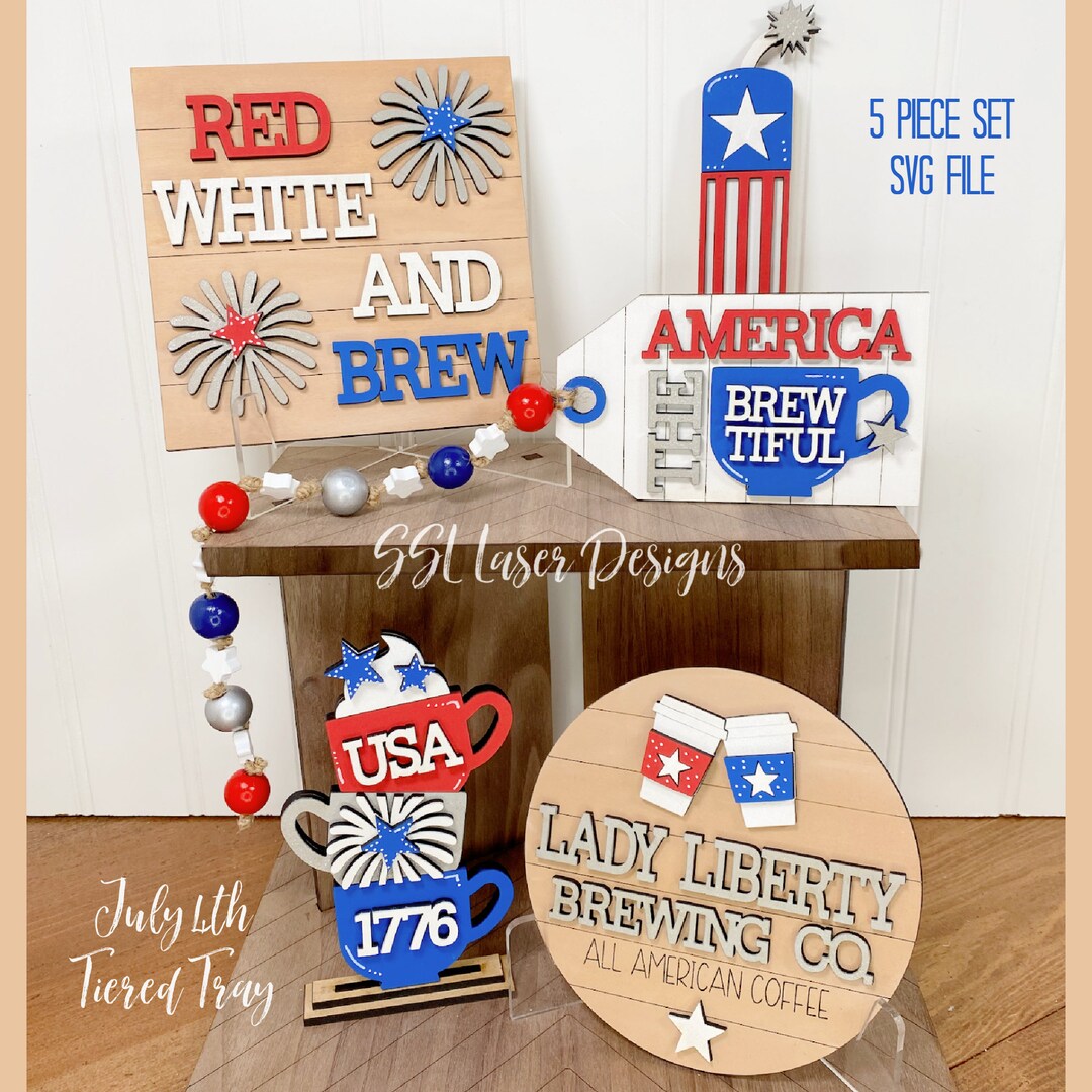 Coffee 4th of July SVG Tiered Tray, Fourth of July Coffee SVG Tiered ...