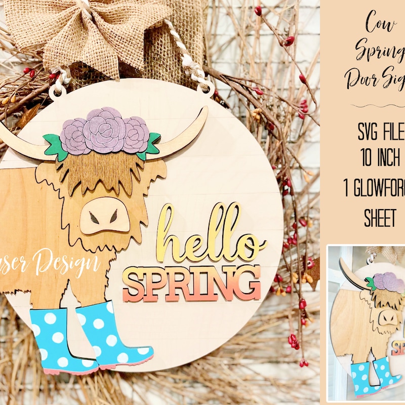 Hello Spring Cow Svg - Etsy