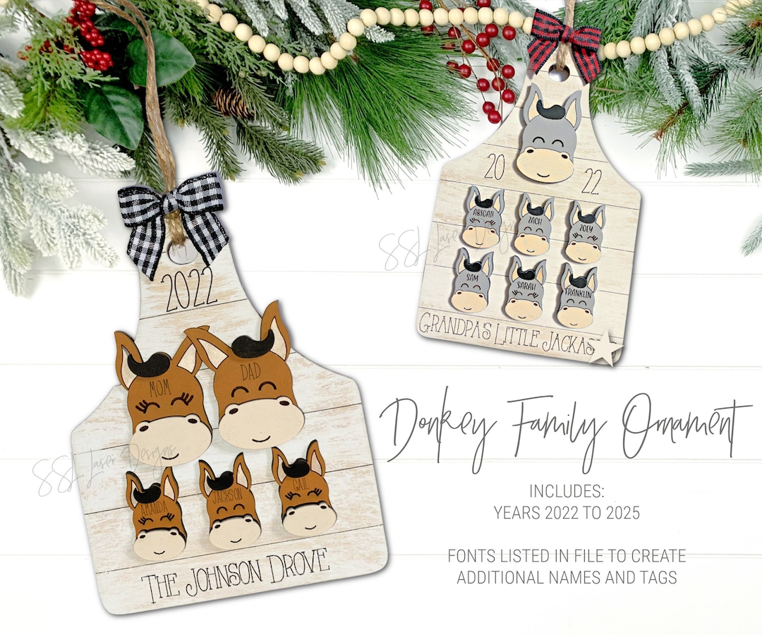 Donkey Family Ornament SVG, Donkey Ornament SVG, Donkey Christmas ...