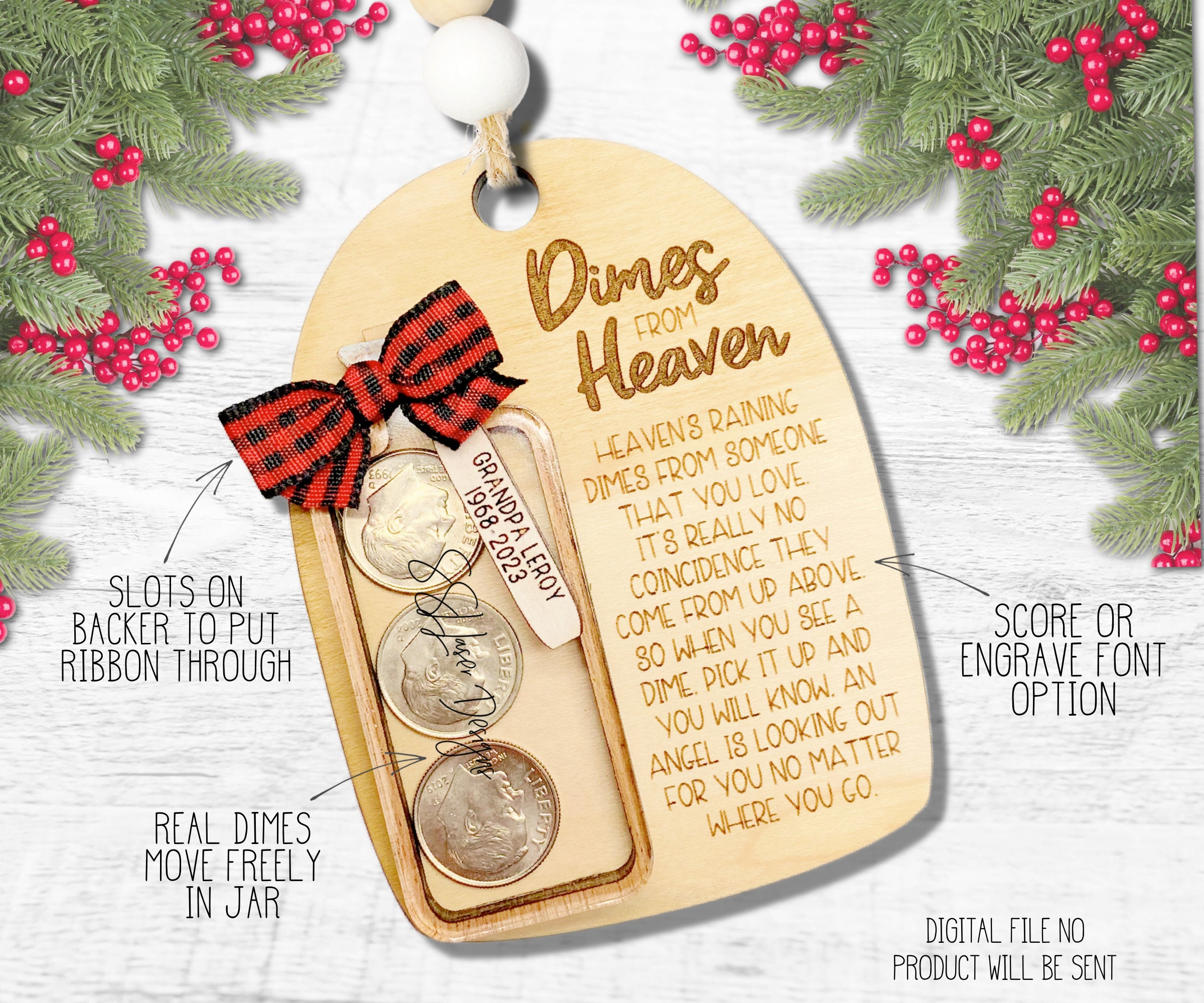 Dimes From Heaven Ornament SVG File, Dimes From Heaven Memory Ornament ...