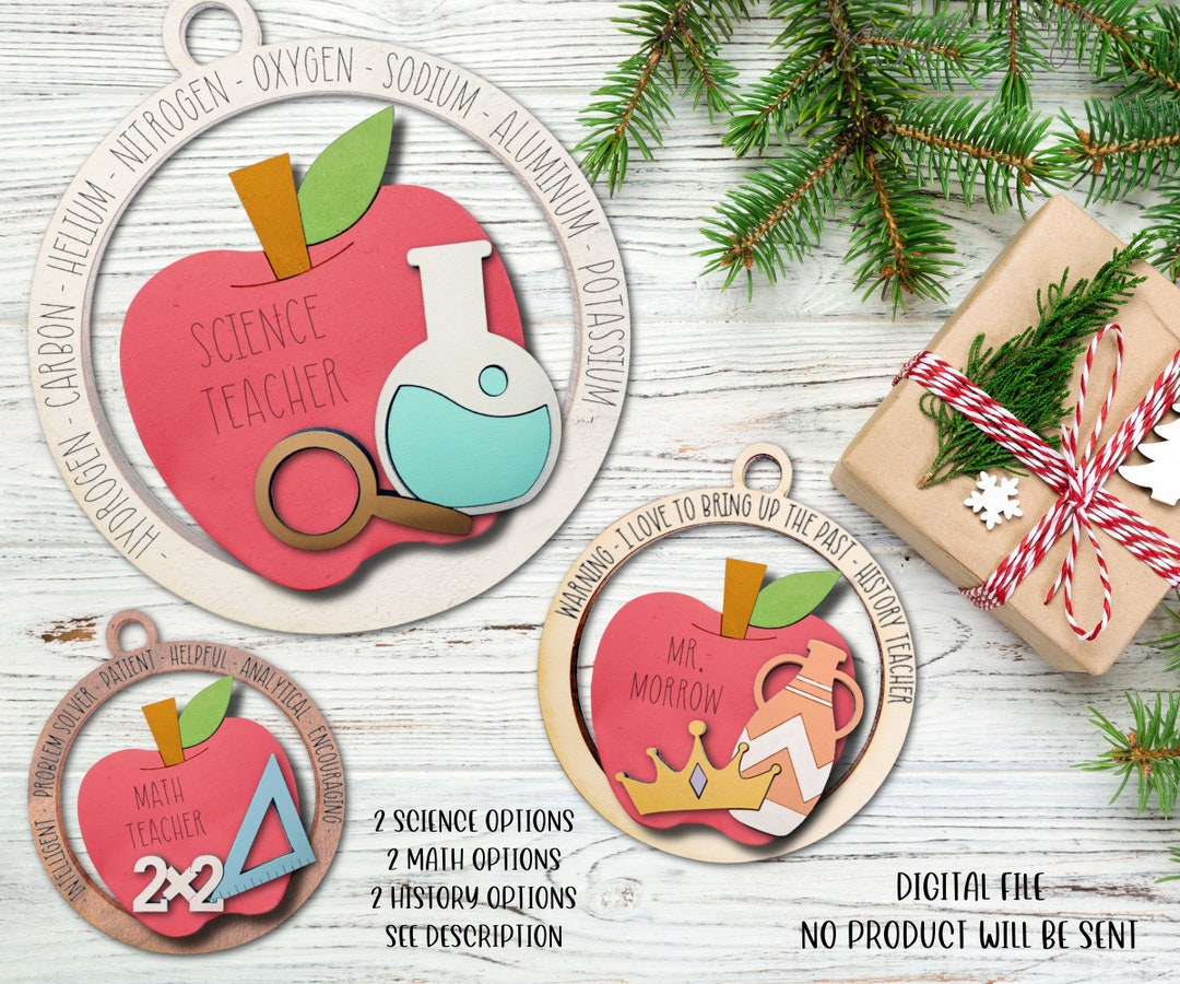 Science Teacher Christmas Ornaments SVG File, Math Teacher Christmas ...