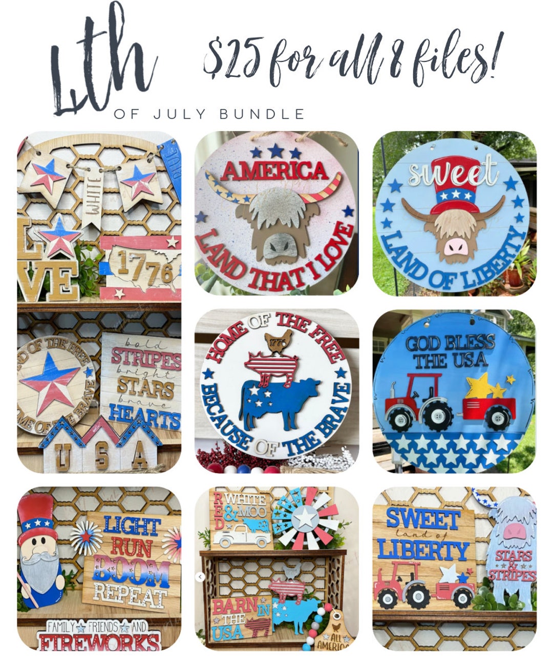 4th of July SVG Bundle - 8 Items, 4th of July Tiered Tray Bundle, 4th ...