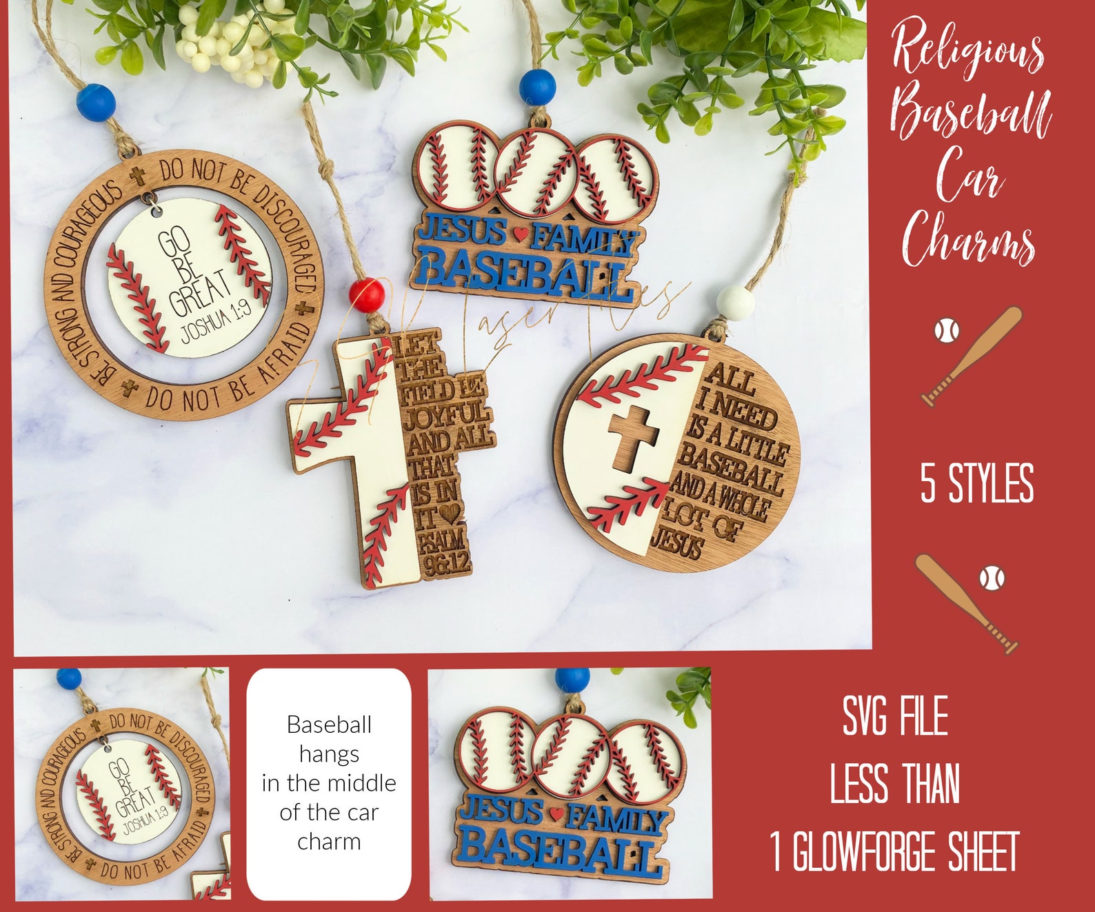 Baseball Car Charm SVG Cut File Religious Baseball SVG Jesus - Etsy