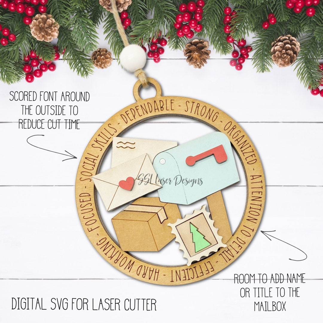 Postal Worker Christmas Ornaments SVG File, Mailman Ornaments SVG Laser ...