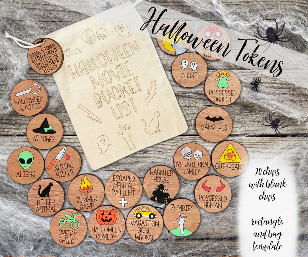 Halloween Movie Tokens SVG, Activities for Coupons Tokens SVG, October ...