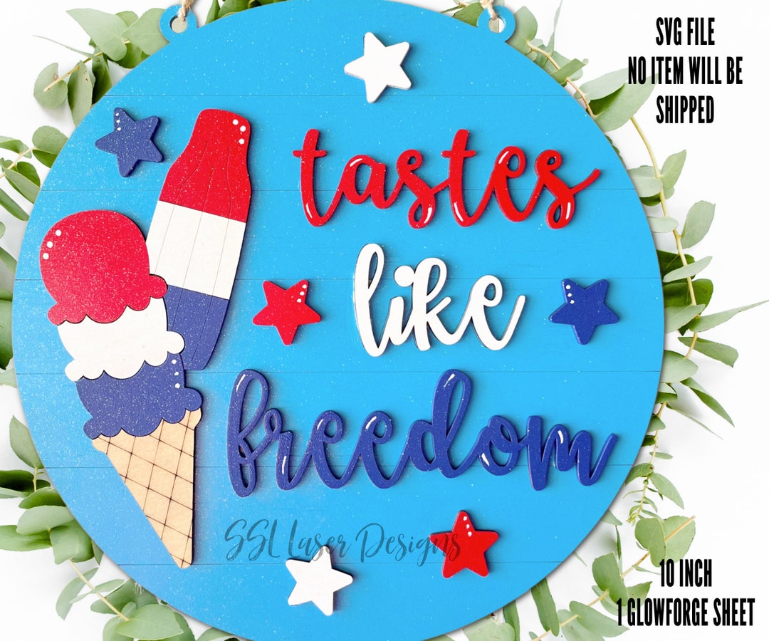 Ice Cream Door Sign SVG, Patriotic Ice Cream Sign SVG, 4th of July Door ...