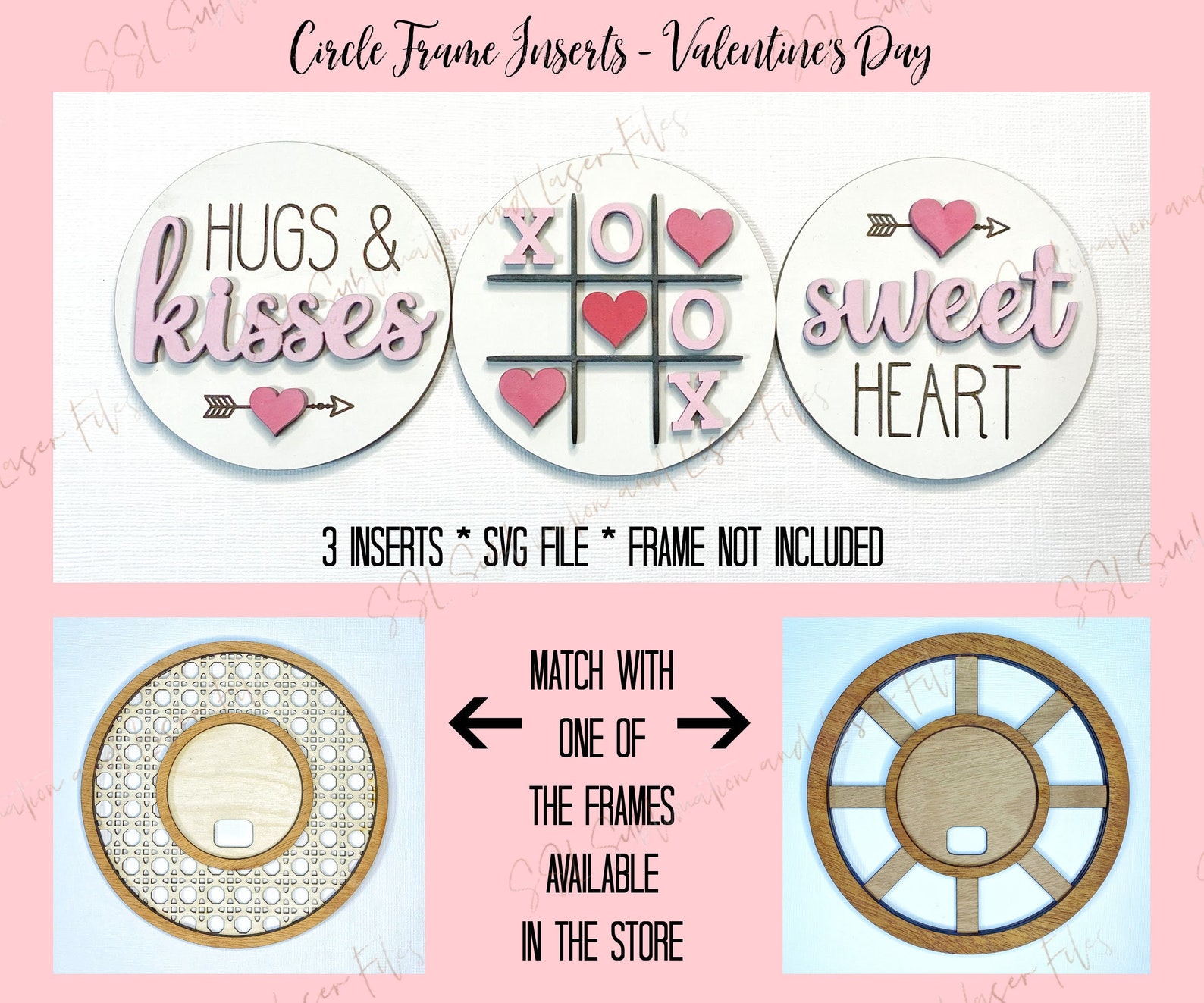 Valentine's Day Round Inserts Cut File Valentine's | Etsy