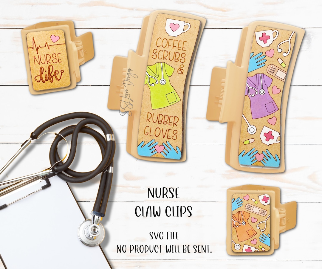 Nurse Claw Clips SVG File, Nurse Hair Clips SVG, CNA Claw Clips, Scrubs ...