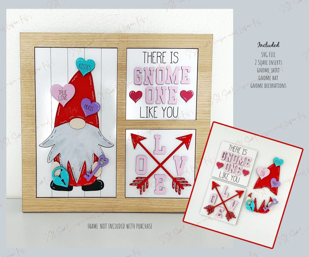 Interchangeable Valentine Gnome Cut File, February Gnome Cut File ...