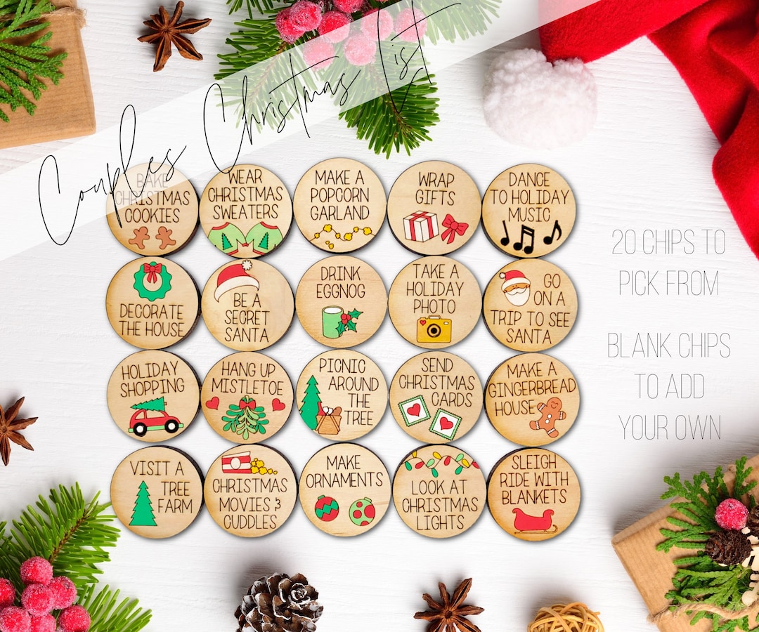 Couples Christmas Bucket List Tokens SVG, Date Night Christmas ...