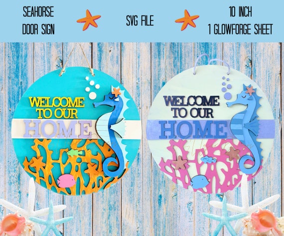 Seahorse SVG Door Sign Ocean SVG Door Sign Beach House Laser - Etsy